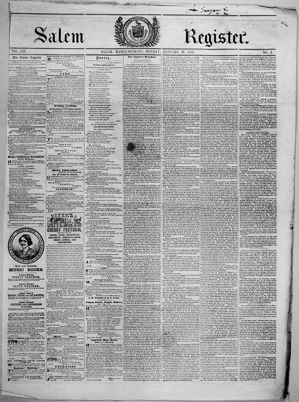 Salem Register. January 27, 1851 - Digital Commonwealth