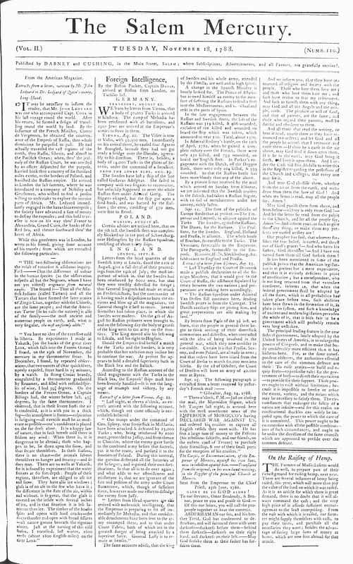 The Salem Mercury. November 18, 1788 - Digital Commonwealth
