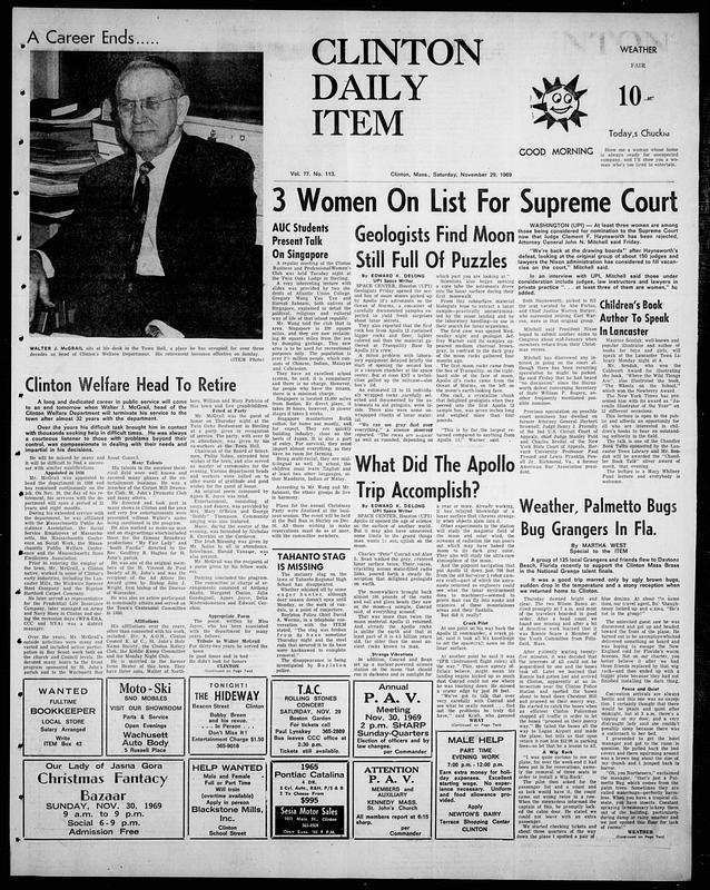 Clinton Daily Item. November 29, 1969 - Digital Commonwealth