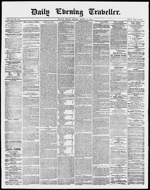 Daily Evening Traveller. March 10, 1854 - Digital Commonwealth