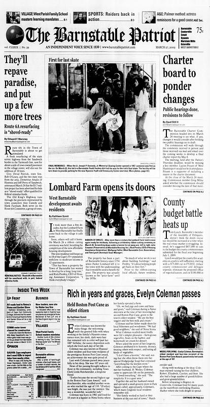 Barnstable Patriot. March 27, 2009 - Digital Commonwealth