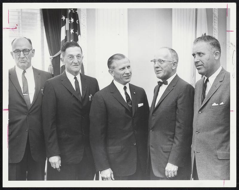 Barnstable selectmen meet with Governor. L. to R. E. Thomas Murphy ...