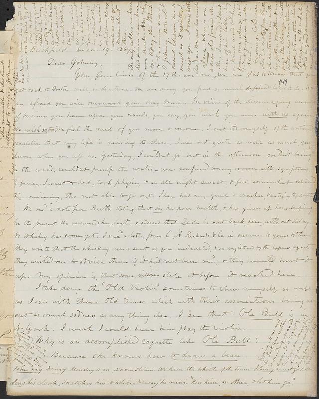 Letter from Zadoc Long to John D. Long, December 19, 1867 - Digital ...