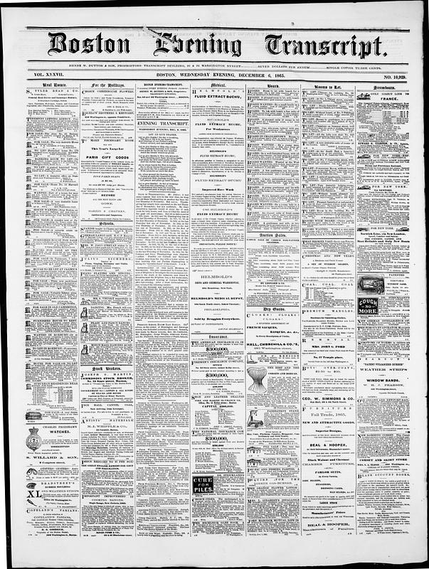 Boston Evening Transcript. December 06, 1865 - Digital Commonwealth
