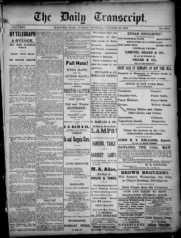 The Daily Transcript. October 29, 1889 - Digital Commonwealth