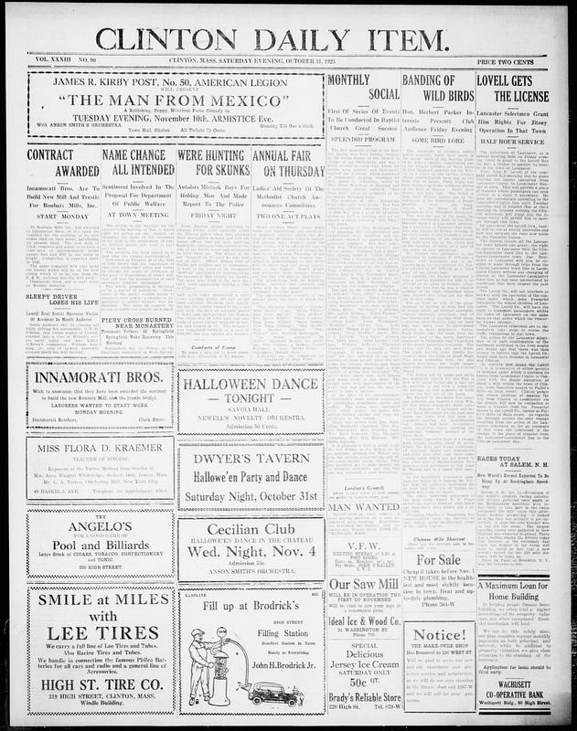 Clinton Daily Item. October 31, 1925 - Digital Commonwealth