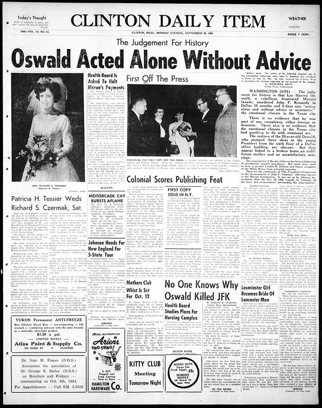 Clinton Daily Item. September 28, 1964 - Digital Commonwealth
