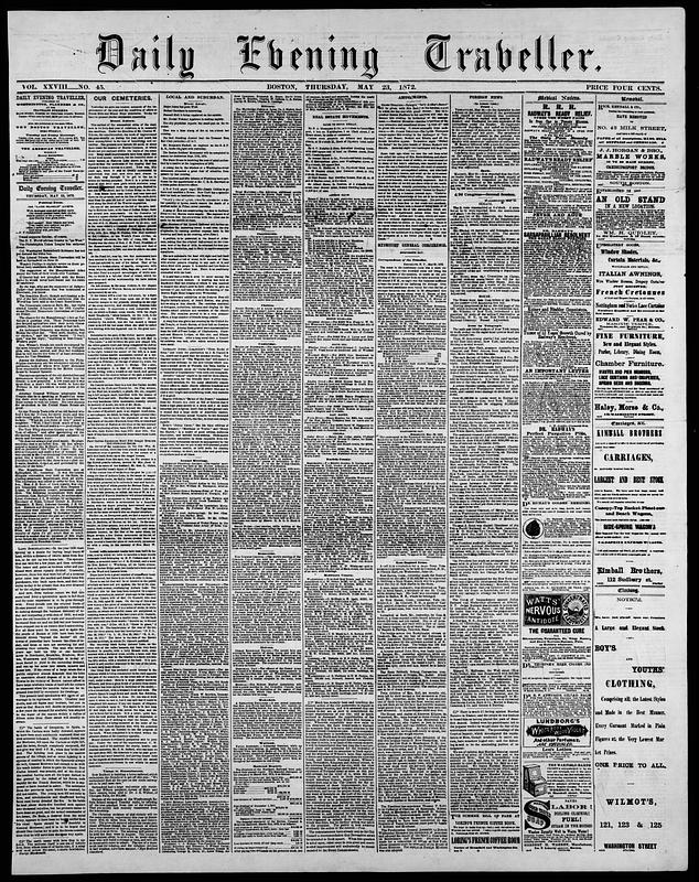 Daily Evening Traveller. May 23, 1872 - Digital Commonwealth