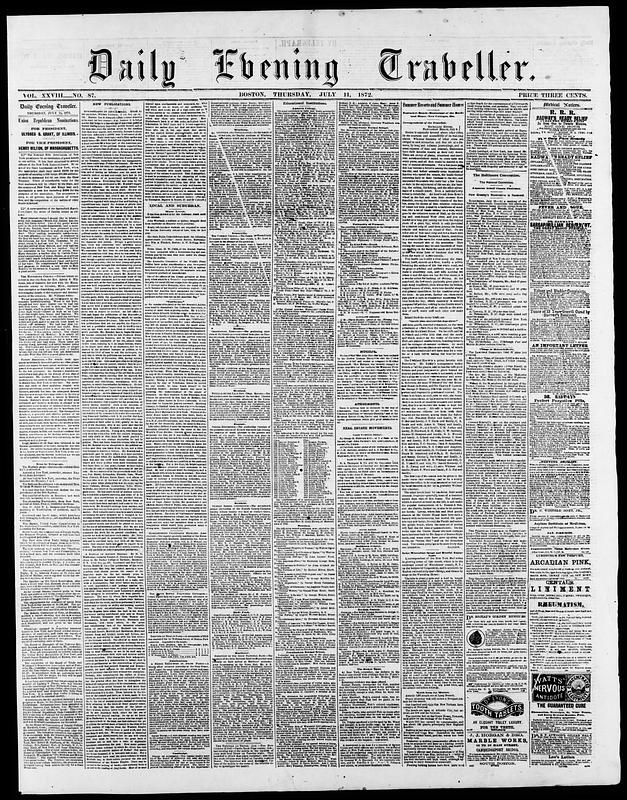 Daily Evening Traveller. July 11, 1872 - Digital Commonwealth