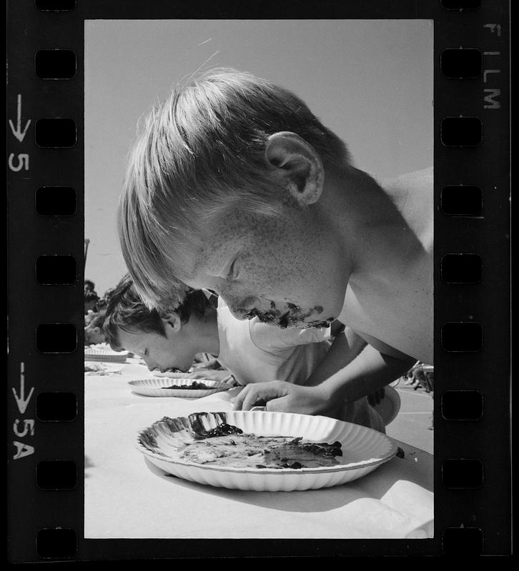 No-hands pie eating contest, Jamaica Plain - Digital Commonwealth