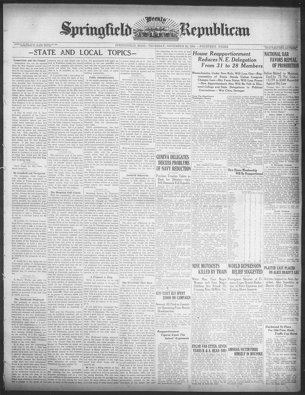 Springfield Weekly Republican. November 20, 1930 - Digital Commonwealth