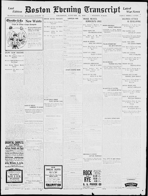 Boston Evening Transcript. January 13, 1916 - Digital Commonwealth