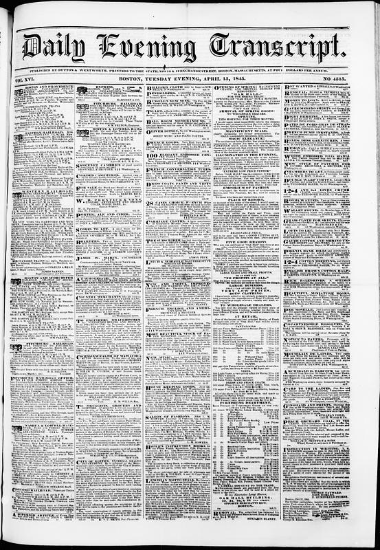 Daily Evening Transcript. April 15, 1845 - Digital Commonwealth