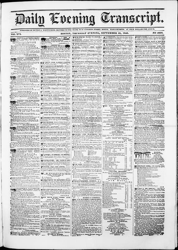 Daily Evening Transcript. September 25, 1845 - Digital Commonwealth