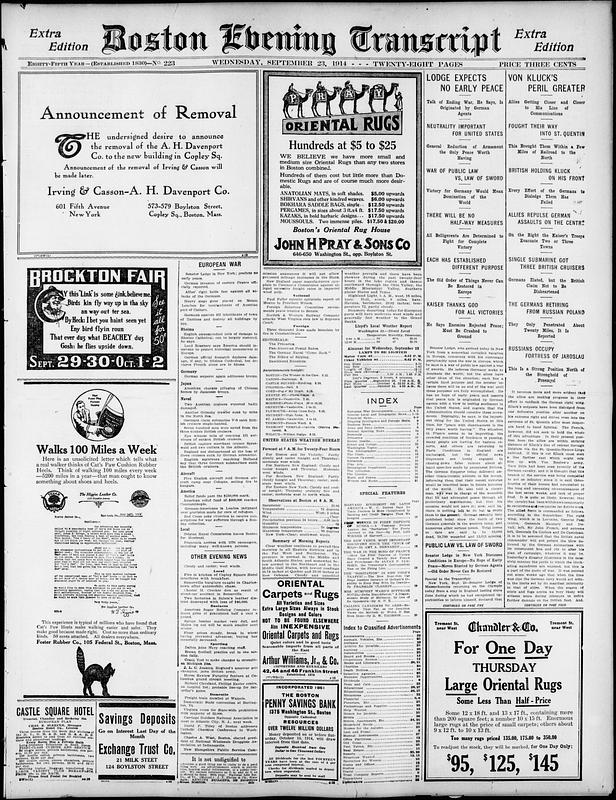 Boston Evening Transcript. September 23, 1914 - Digital Commonwealth