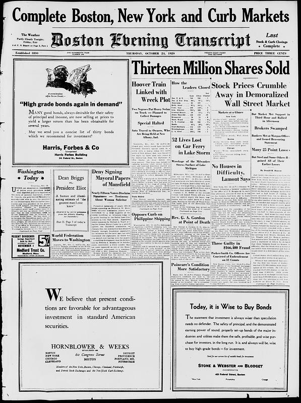 Boston Evening Transcript. October 24, 1929 - Digital Commonwealth