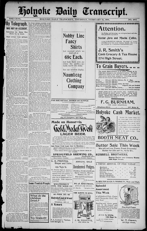The Holyoke Daily Transcript. February 24, 1898 - Digital Commonwealth