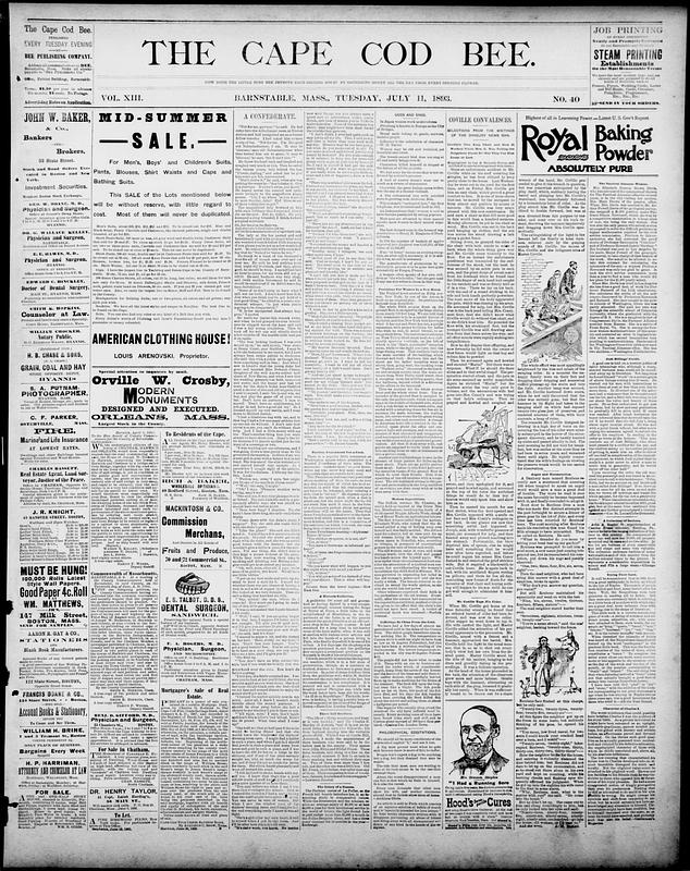 The Cape Cod Bee. July 11, 1893 - Digital Commonwealth