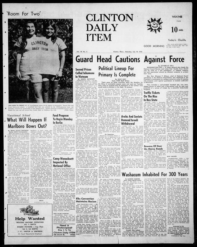 Clinton Daily Item. July 18, 1970 - Digital Commonwealth