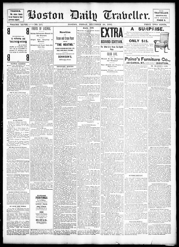 Boston Daily Traveller. December 16, 1892 - Digital Commonwealth