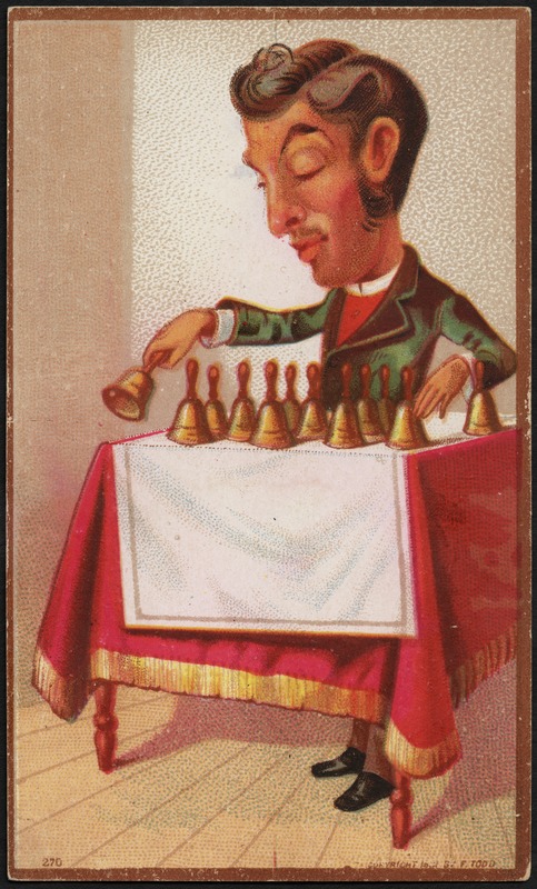 Man playing hand bells. - Digital Commonwealth