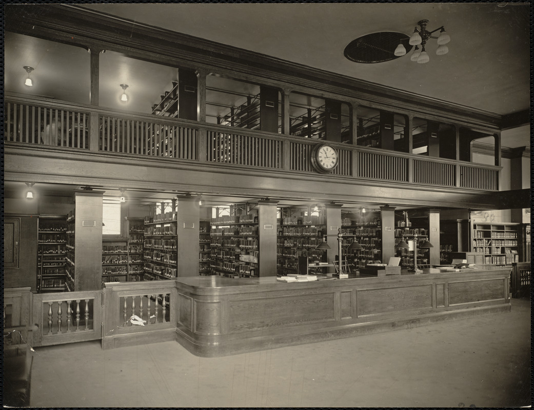 Interior view of the Jamaica Plain Branch of the Boston Public Library ...