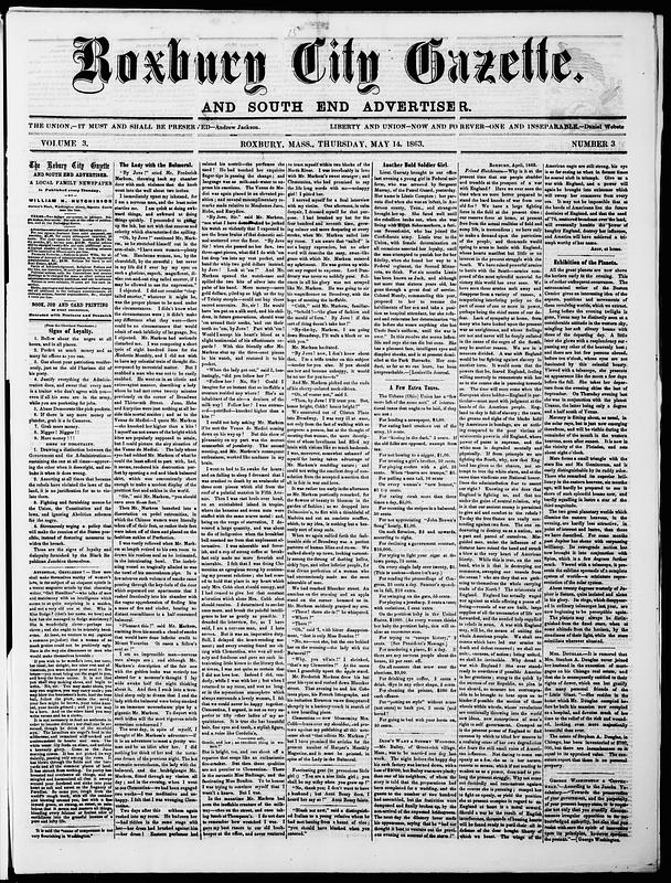 Roxbury City Gazette and South End Advertiser. May 14, 1863 - Digital ...