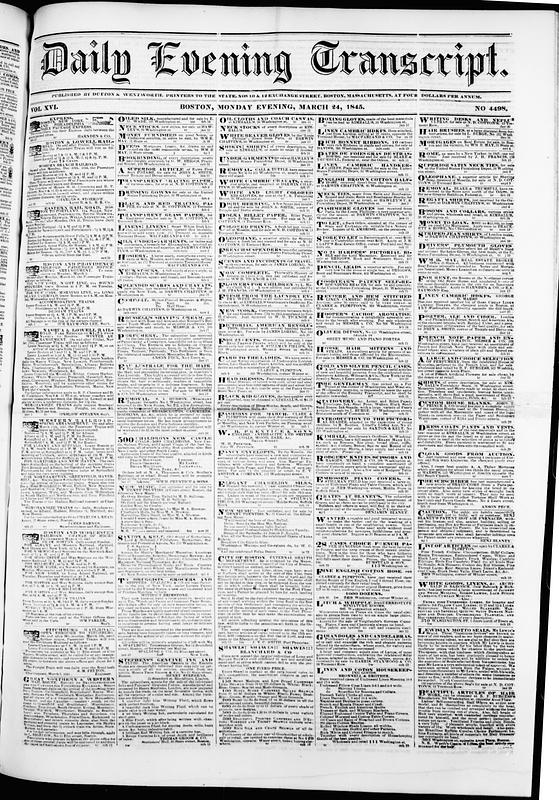 Daily Evening Transcript. March 24, 1845 - Digital Commonwealth