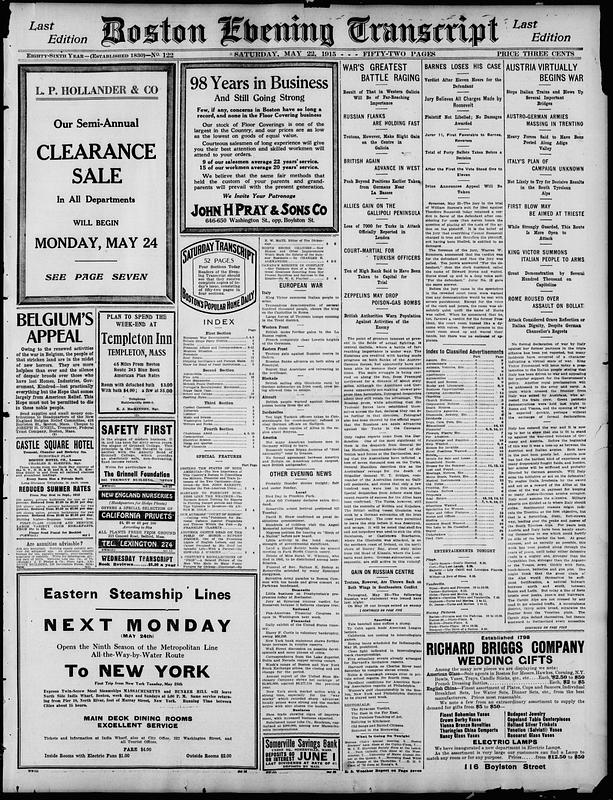 Boston Evening Transcript. May 22, 1915 - Digital Commonwealth