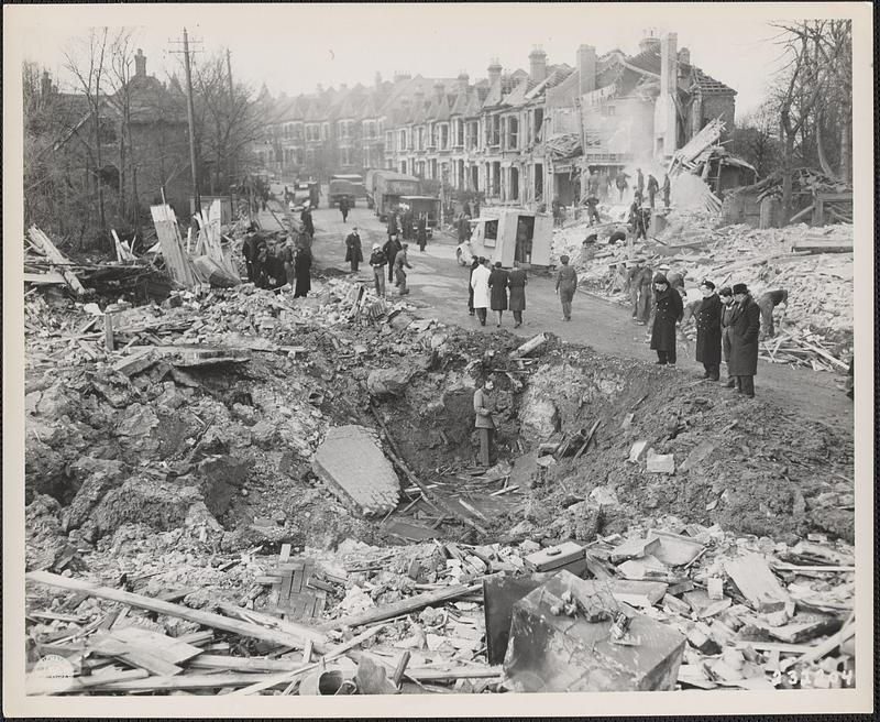 Rocket damage, London - Digital Commonwealth