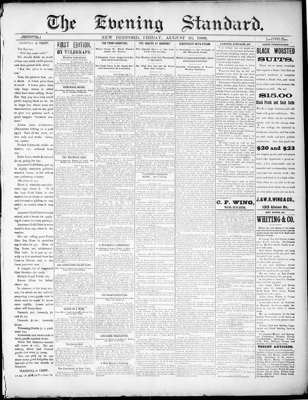 Evening Standard. August 16, 1889 - Digital Commonwealth