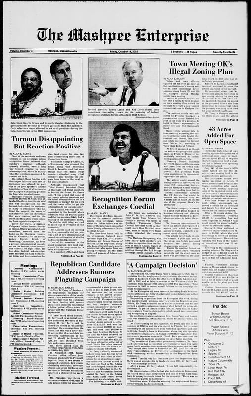 The Mashpee Enterprise. October 11, 2002 - Digital Commonwealth