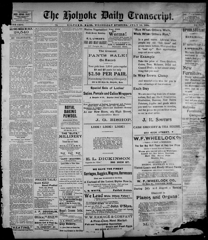 The Holyoke Daily Transcript. July 18, 1894 - Digital Commonwealth