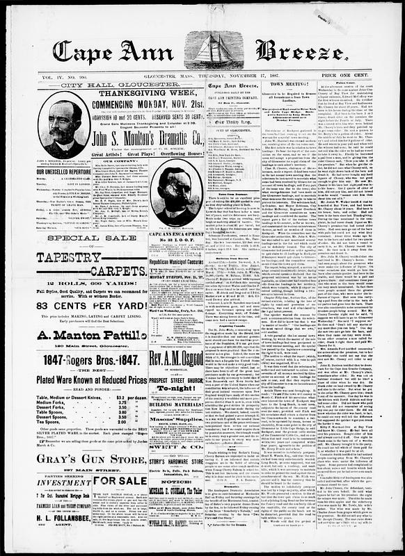 Cape Ann Breeze. November 17, 1887 - Digital Commonwealth