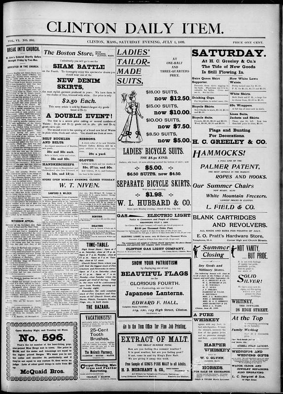Clinton Daily Item. July 01, 1899 - Digital Commonwealth
