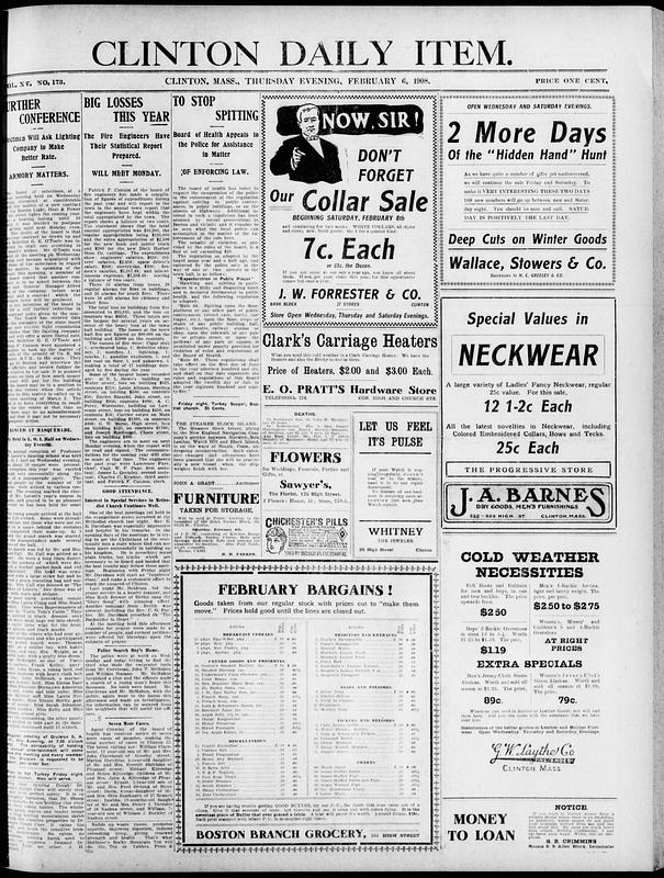 Clinton Daily Item. February 06, 1908 - Digital Commonwealth