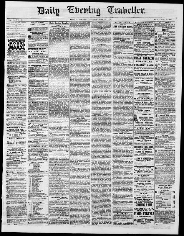 Daily Evening Traveller. May 25, 1854 - Digital Commonwealth