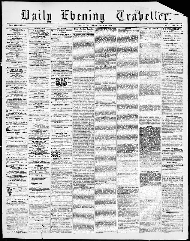 Daily Evening Traveller. July 10, 1858 - Digital Commonwealth