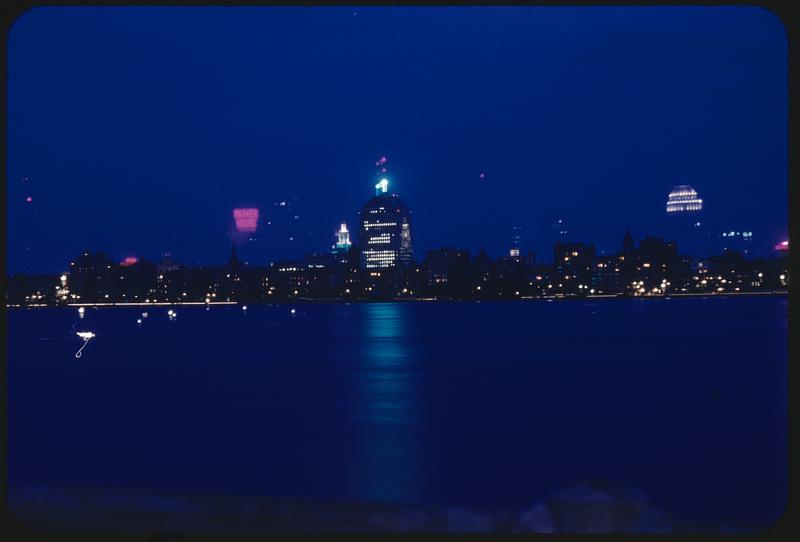 Night scene, Boston from Cambridge - Digital Commonwealth