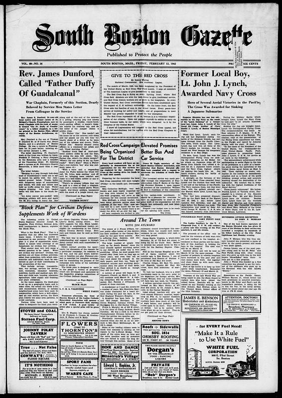 South Boston Gazette. February 12, 1943 - Digital Commonwealth