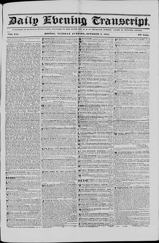 Daily Evening Transcript. October 05, 1841 - Digital Commonwealth
