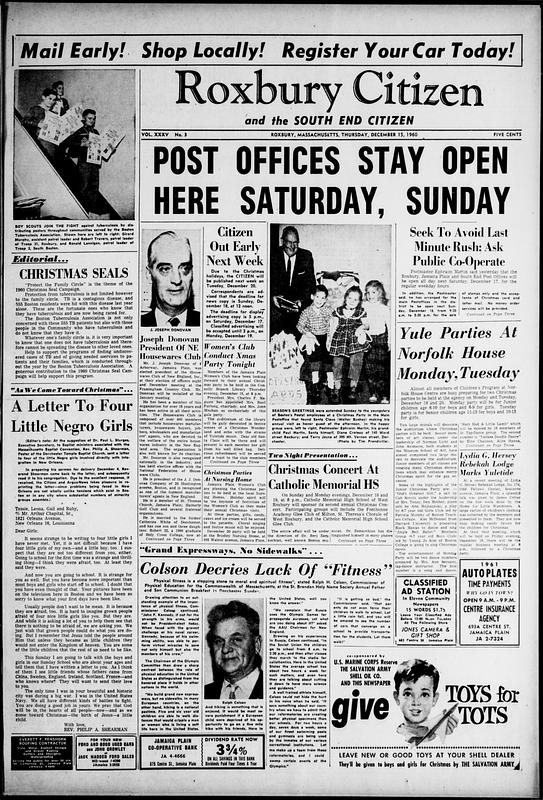 Roxbury Citizen and South End Citizen. December 15, 1960 - Digital ...