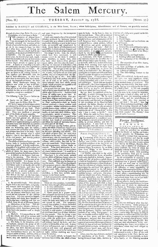 The Salem Mercury. August 19, 1788 - Digital Commonwealth