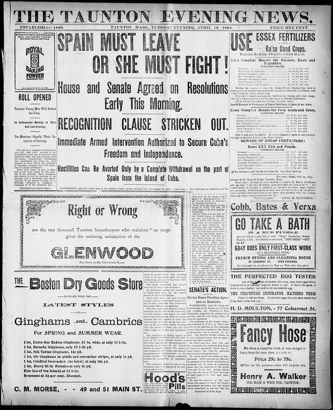 The Taunton Evening News. April 19, 1898 - Digital Commonwealth