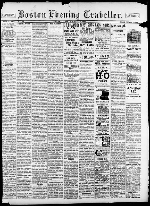 Boston Evening Traveller. October 19, 1888 - Digital Commonwealth