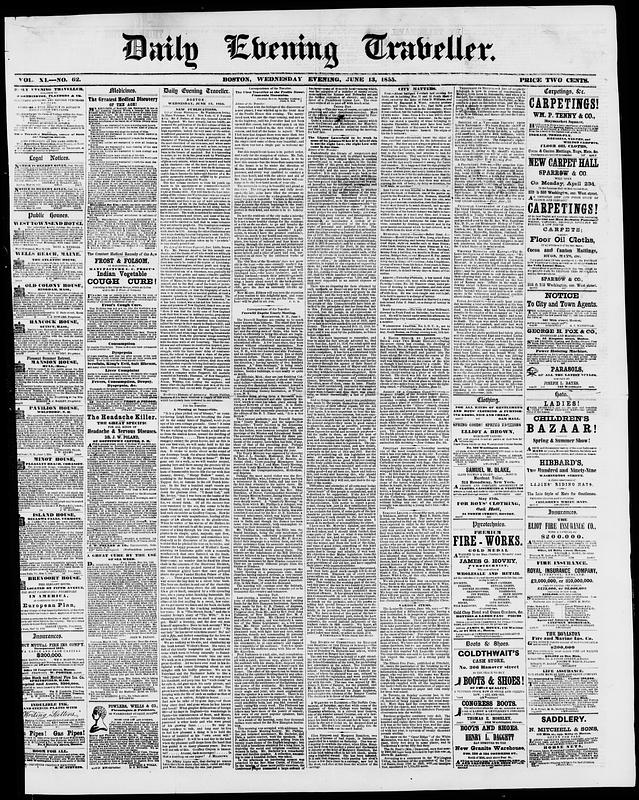 Daily Evening Traveller. June 13, 1855 - Digital Commonwealth