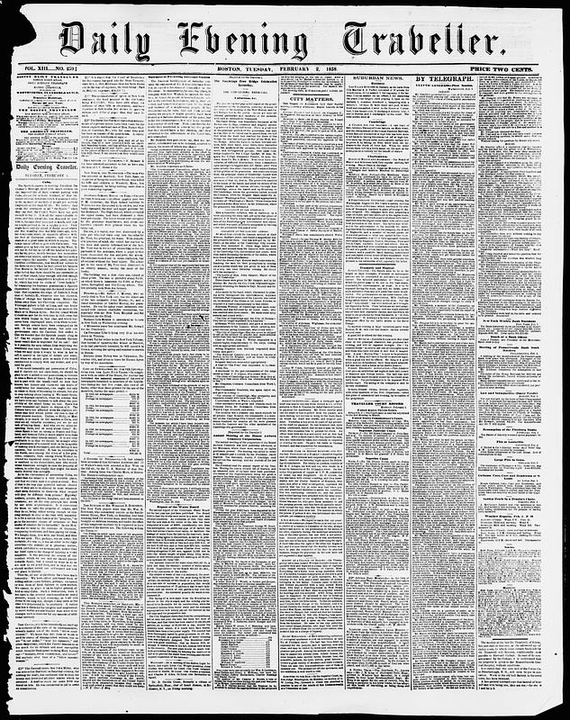 Daily Evening Traveller. February 02, 1858 - Digital Commonwealth