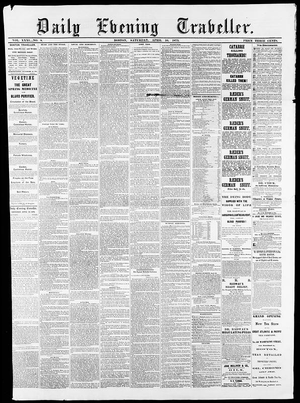 Daily Evening Traveller. April 10, 1875 - Digital Commonwealth