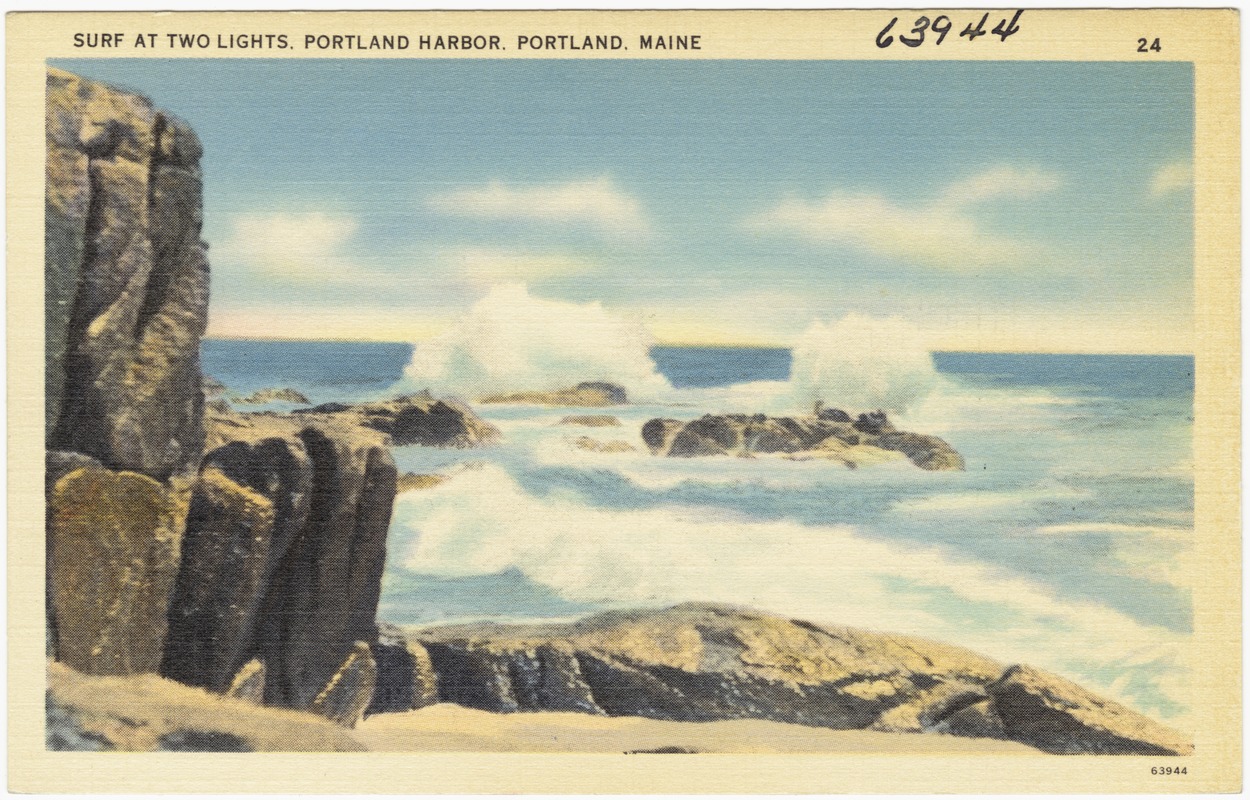 Surf at two lights, Portland Harbor, Portland, Maine - Digital Commonwealth