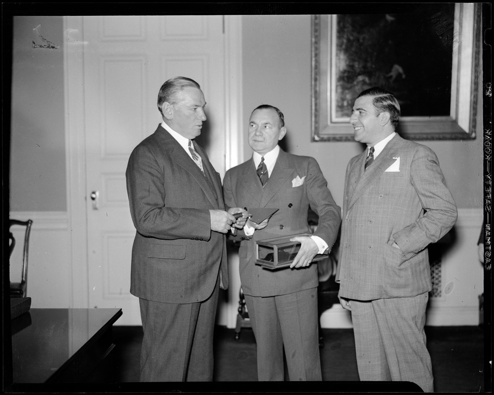 Gov. Curley shown with I.J. Fox and David Lilienthal - Digital Commonwealth